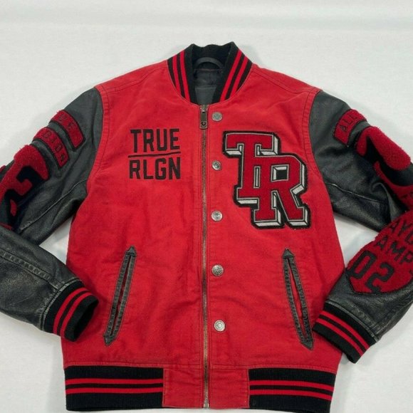 Jackets & Coats | Religious Red Black College Leather Jacket | Poshmark